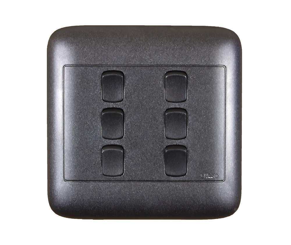 4X4 6 Lever 1 Way Black Switch – Maple Leaf Electrical Supplies
